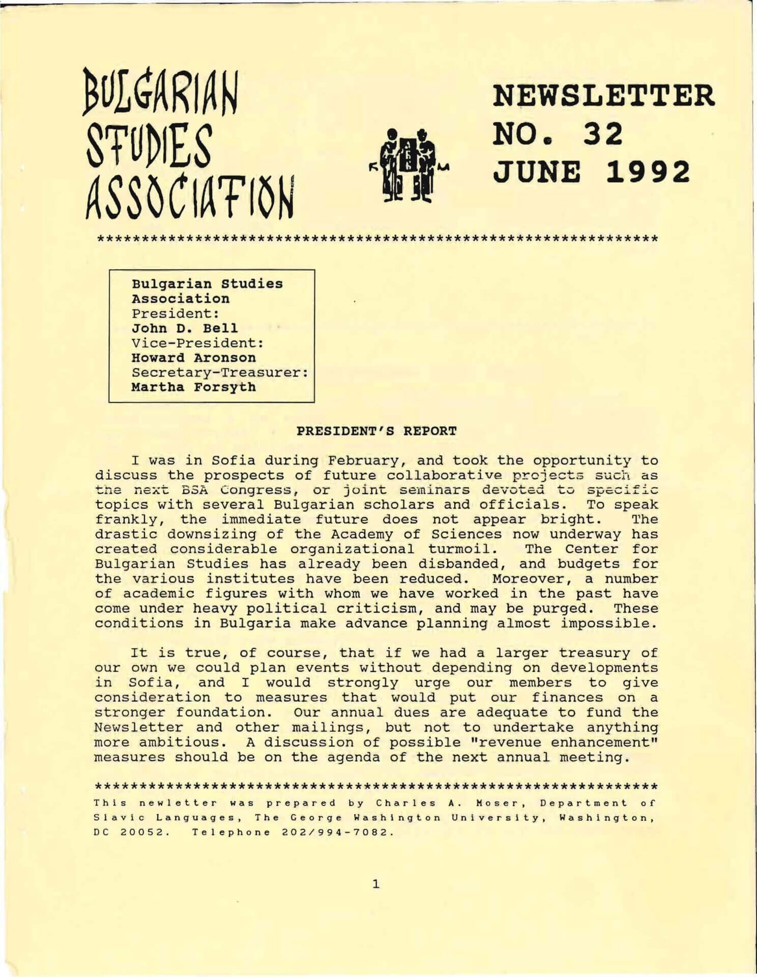 Newsletter 1992: #32 June 1992 | Bulgarian Studies Association